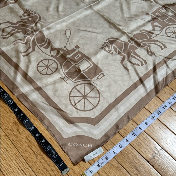 Coach | Accessories | Coach Horse Carriage Logo Scarf Wrap Silk | Poshmark